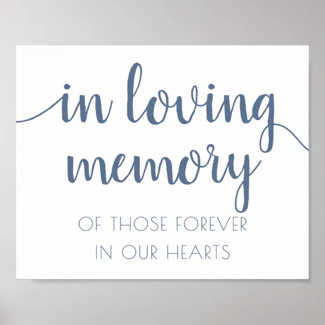 Simple In Loving Memory | Dusty Blue Memorial Poster | Zazzle