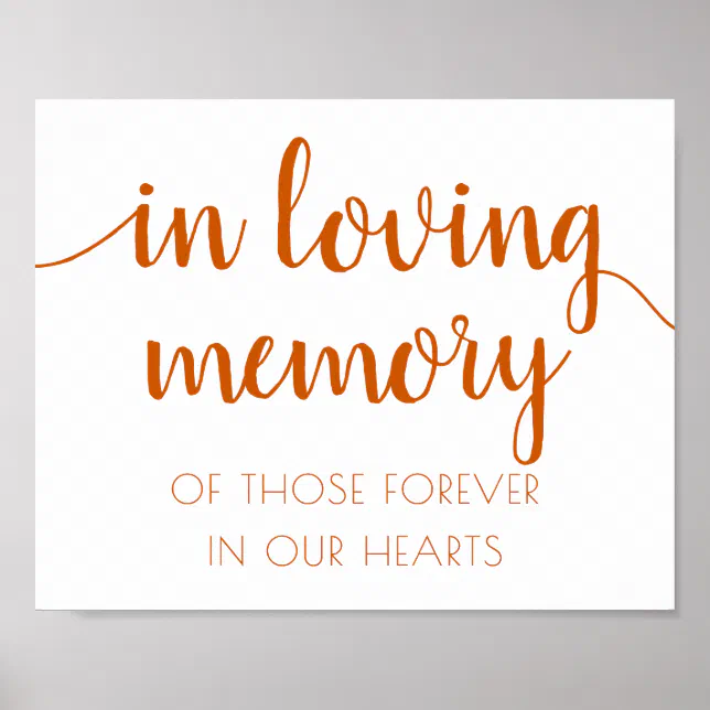 Simple In Loving Memory | Fall Orange Memorial Poster | Zazzle