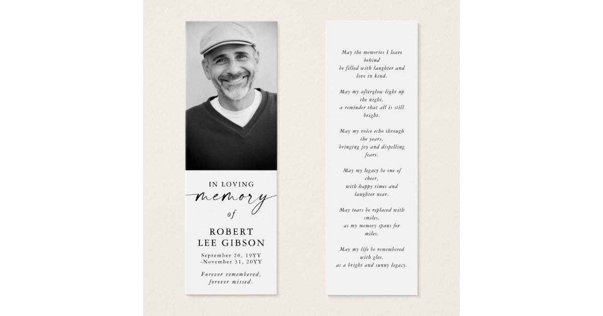 Simple In Loving Memory Funeral Memorial Bookmarks | Zazzle
