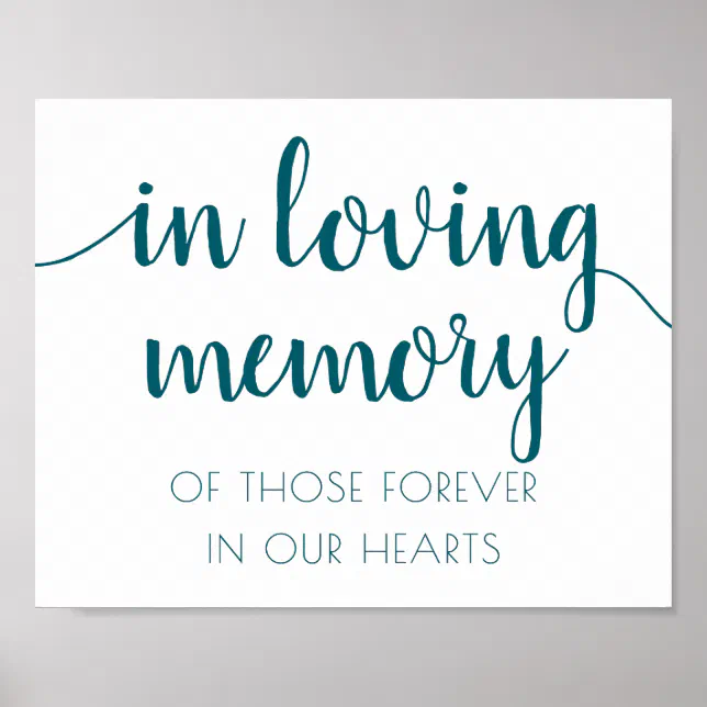 Simple In Loving Memory | Teal Aqua Memorial Poster | Zazzle