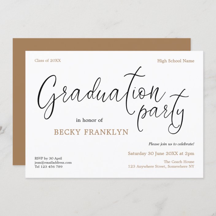 Simple Informal Typography gold Graduation Party Invitation | Zazzle.com