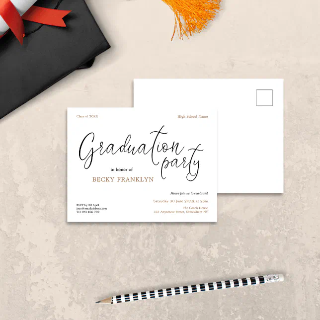 Simple Informal Typography Graduation Party Invitation Postcard | Zazzle