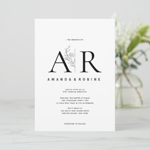 Simple Initials Elegant Wedding Invitation | Zazzle
