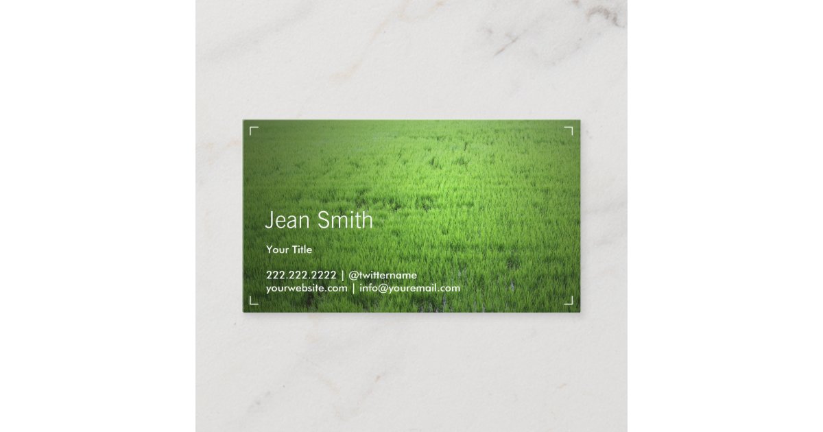 Simple Inspiration Green Rice Field Business Card | Zazzle