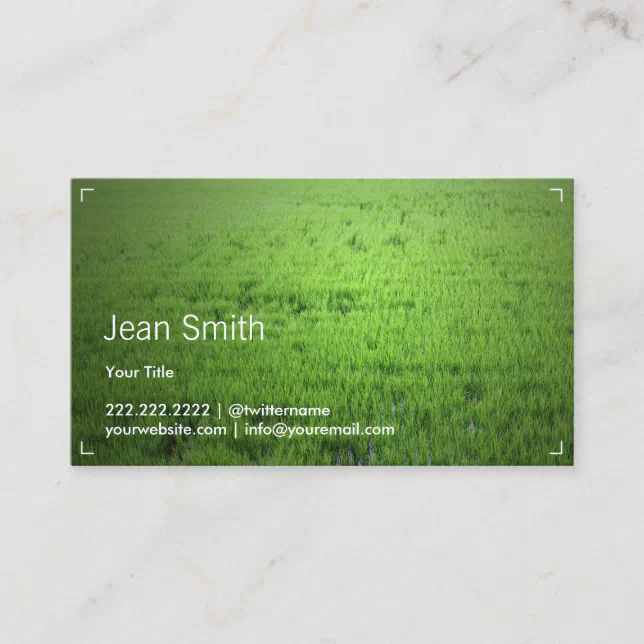 Simple Inspiration Green Rice Field Business Card | Zazzle