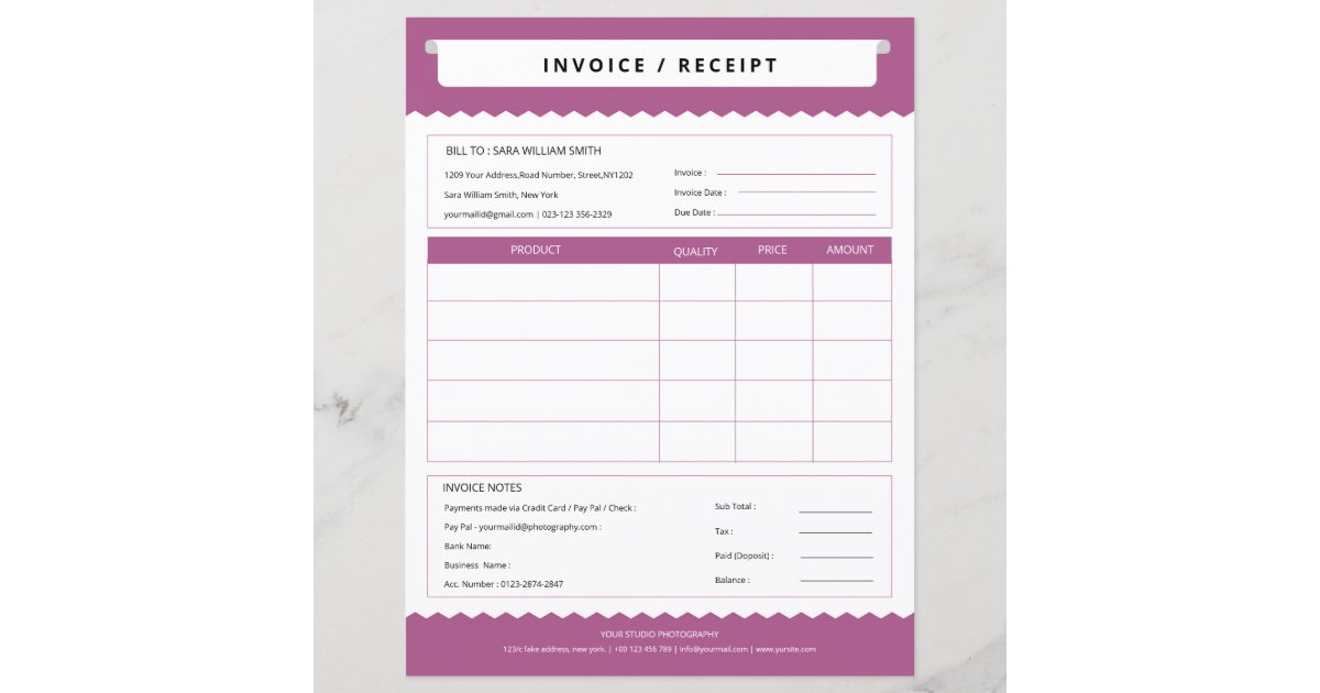 Simple Invoice Template | Zazzle