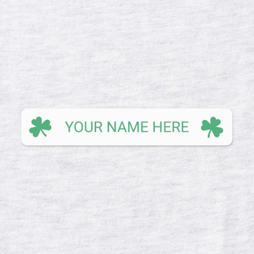 Simple Irish Shamrock Clothing Name Tags Kids' Labels | Zazzle