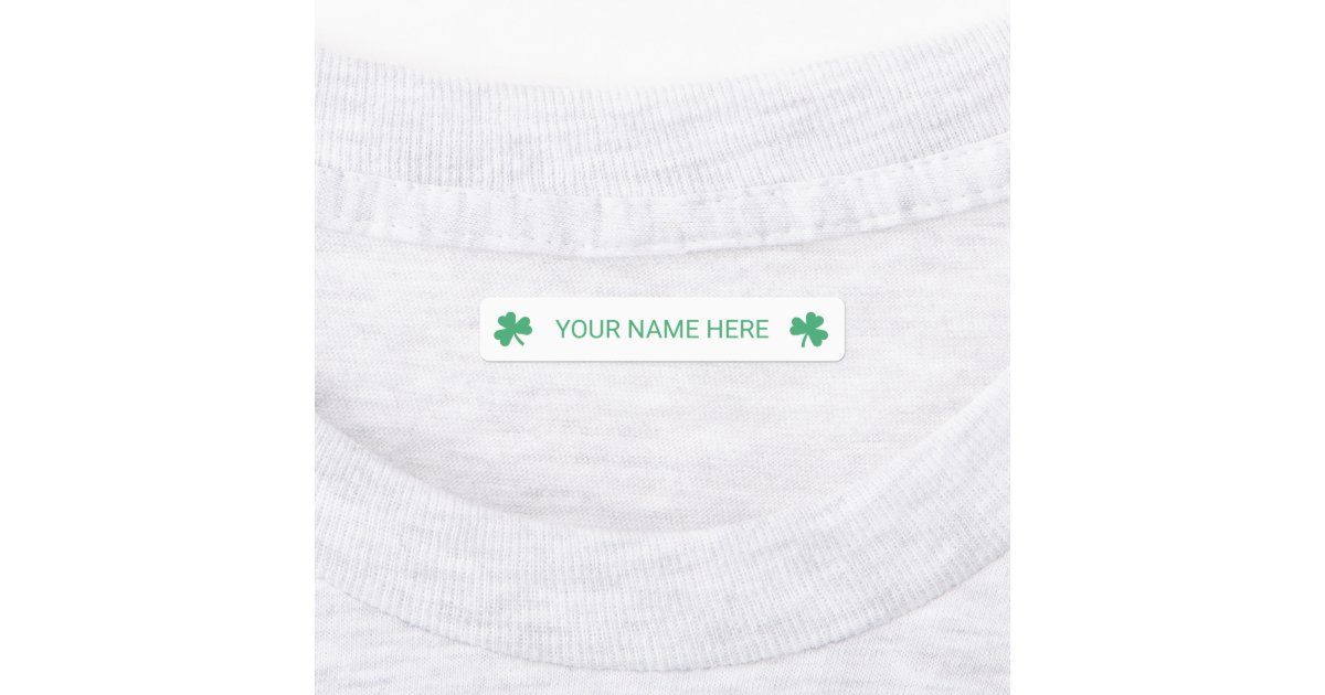 Simple Irish Shamrock Clothing Name Tags Kids' Labels | Zazzle