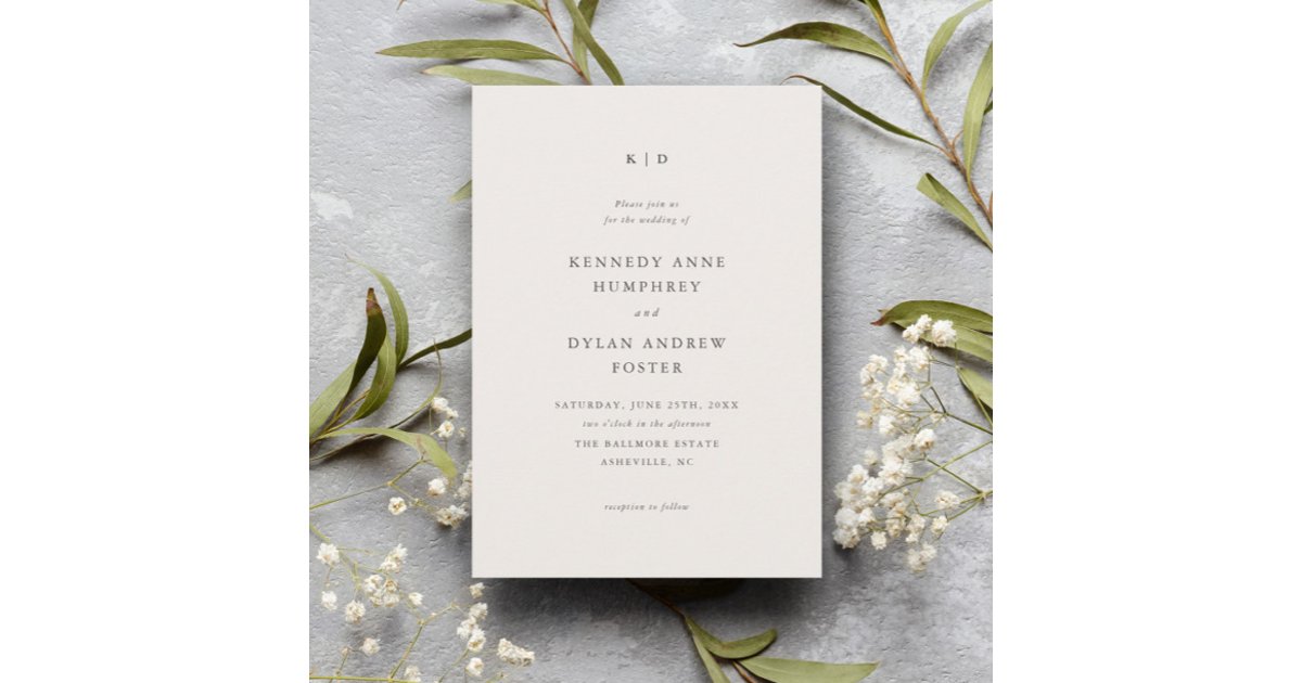 Simple Ivory Elegant Wedding Invitation | Zazzle