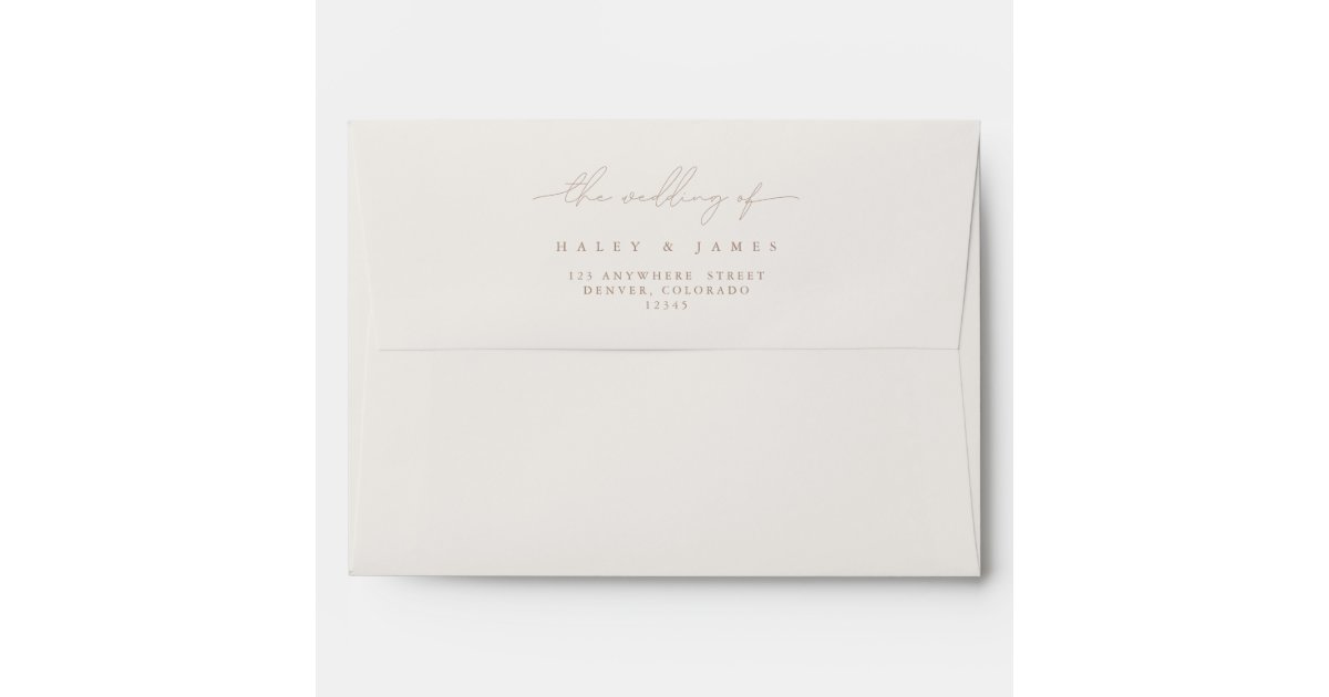 Simple Ivory Minimalist A7 5x7 Wedding Envelope | Zazzle