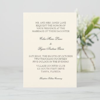 Simple Ivory Wedding Invitation | Zazzle