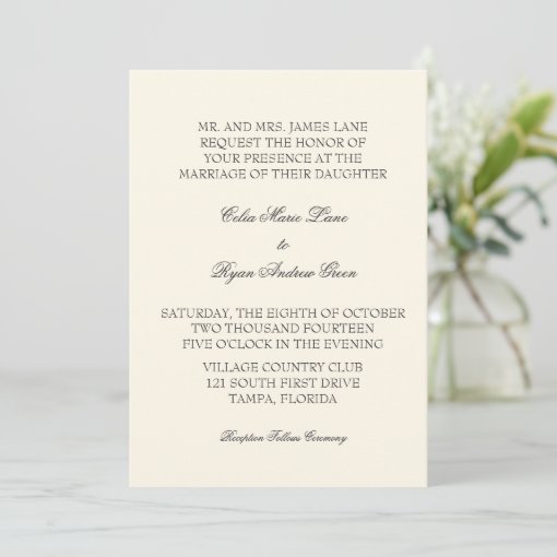 Simple Ivory Wedding Invitation | Zazzle