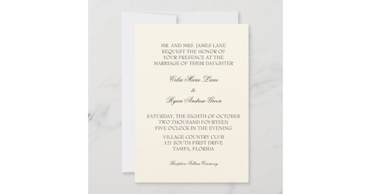 Simple Ivory Wedding Invitation | Zazzle