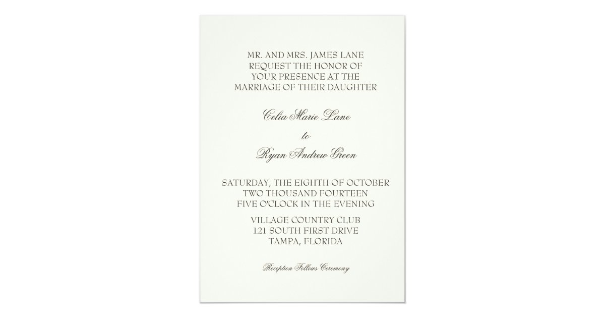 Simple Ivory Wedding Invitation | Zazzle.com