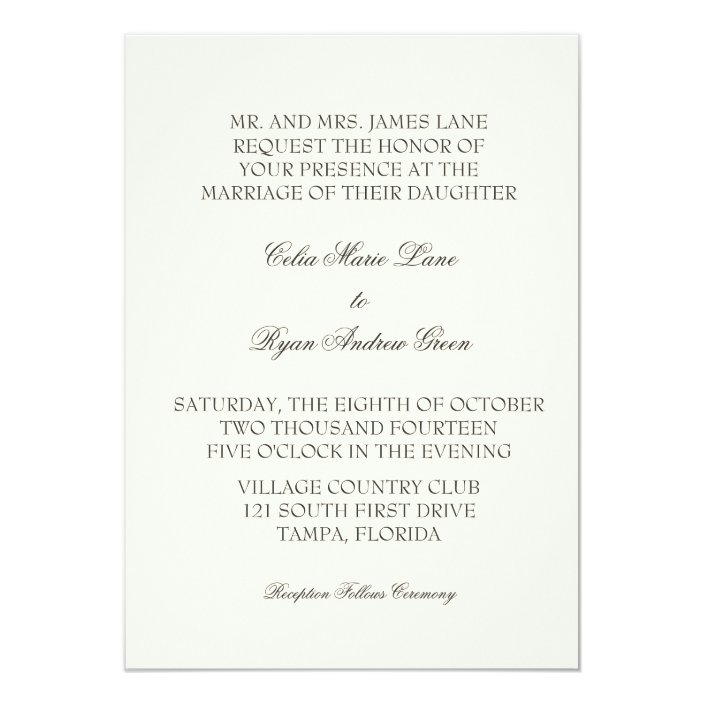 Simple Ivory Wedding Invitation | Zazzle.com