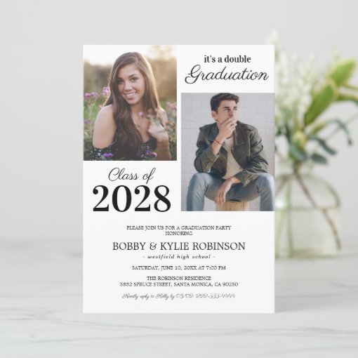 Simple Joint Graduation Party Invitation | Zazzle