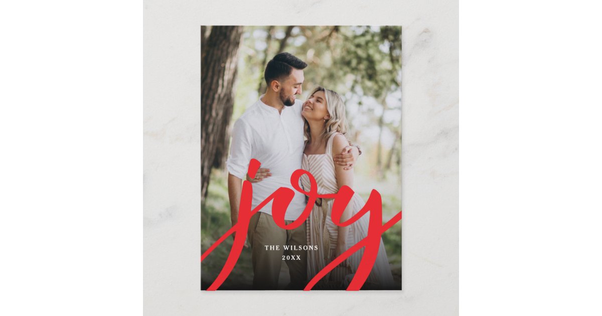Simple Joy Christmas Photo Postcard | Zazzle