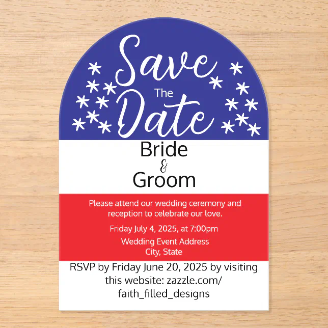 Simple July 4th Patriotic Country Wedding Acrylic Invitations | Zazzle