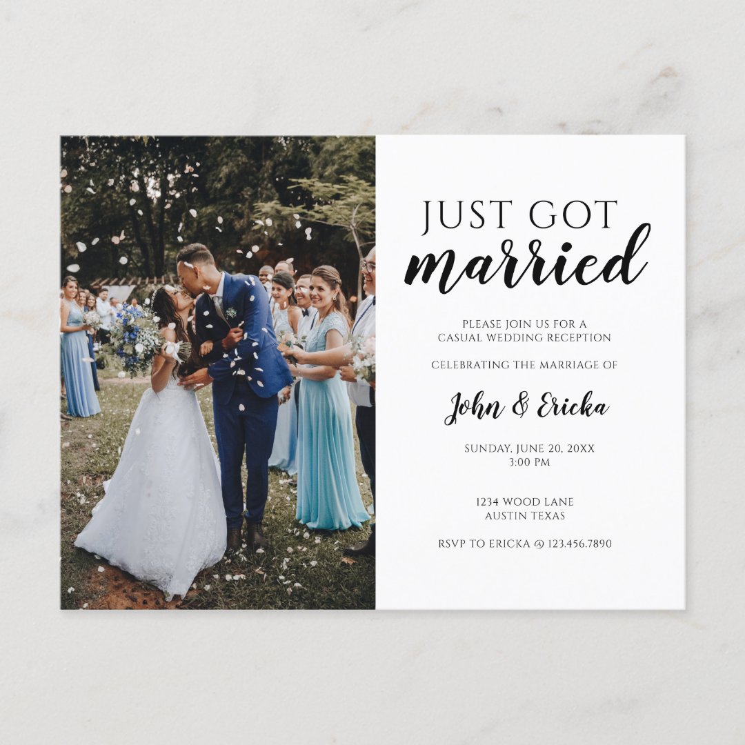 Simple Just Got Married Wedding Elopement Announcement Postcard | Zazzle