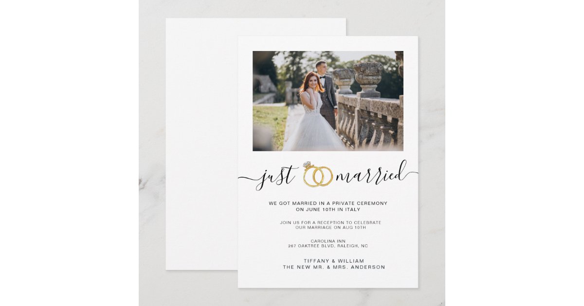 Simple Just Married announcement Couples photo | Zazzle