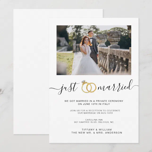 Simple Just Married announcement Couples photo | Zazzle