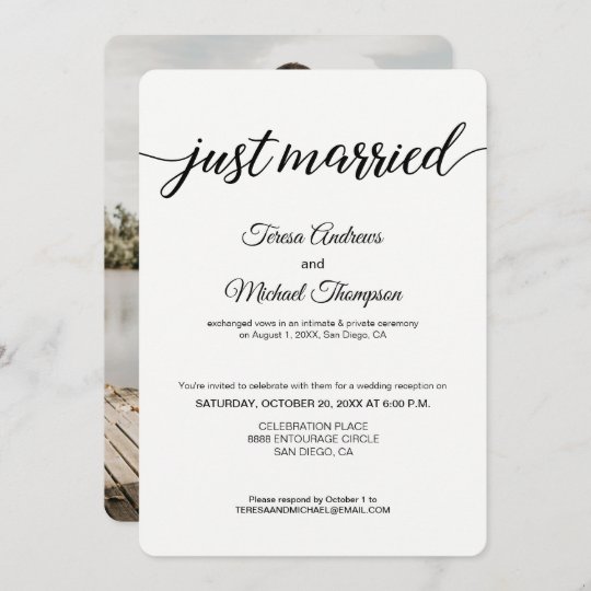 Simple Just Married Photo Wedding Reception Invitation | Zazzle.com