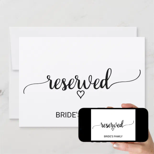 Simple Kraft Calligraphy Reserved Sign Invitation | Zazzle