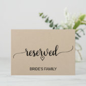Simple Kraft Calligraphy Reserved Sign Invitation | Zazzle