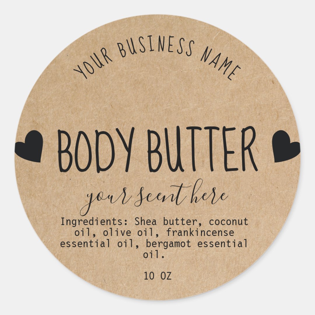 Simple Kraft Handmade Body Butter Scrub Lotion Cla Classic Round ...