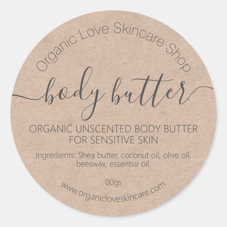 Simple Kraft Handmade Body Butter Scrub Lotion Classic Round Sticker ...