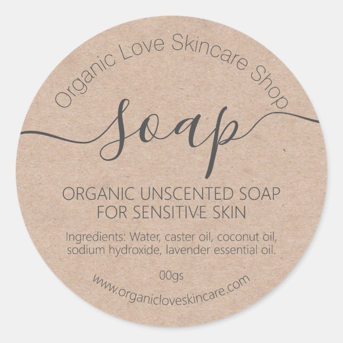 Simple Kraft Handmade Organic Soap Classic Round Sticker | Zazzle.com