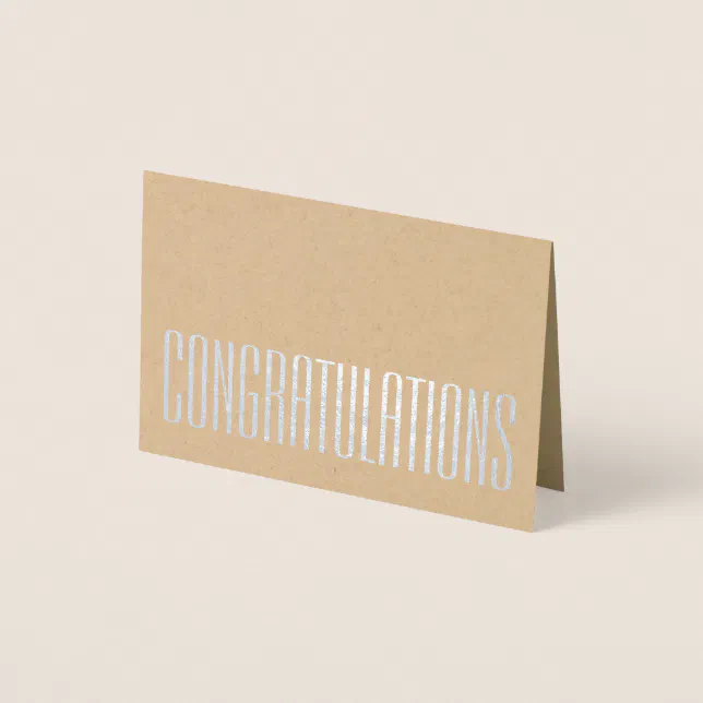 Simple Kraft Minimal Congratulations Silver Real Foil Card | Zazzle