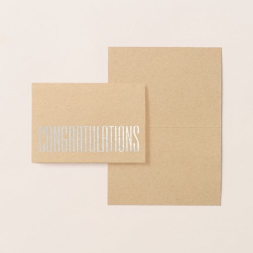 Simple Kraft Minimal Congratulations Silver Real Foil Card | Zazzle