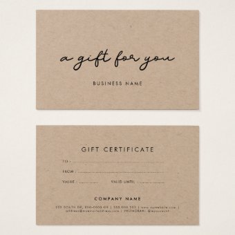 Simple kraft paper gift certificate | Zazzle