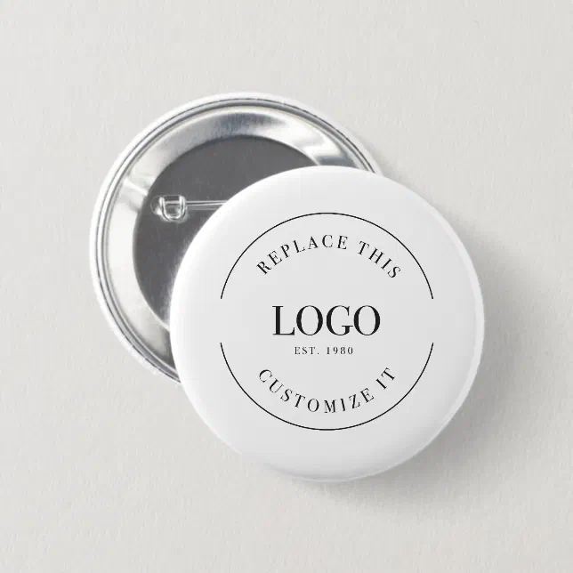 Simple Large business logo minimalist Custom Button | Zazzle