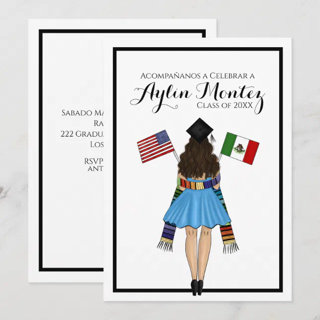 Simple Latina Graduation with Serape Invitation | Zazzle