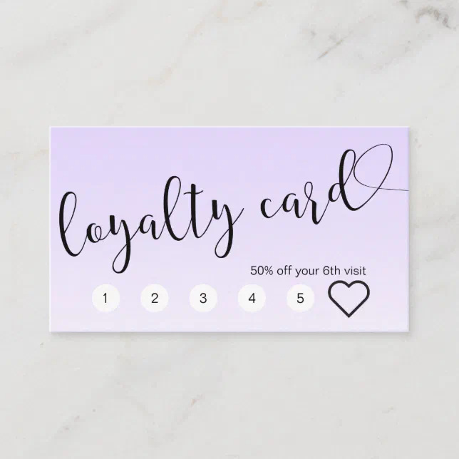 Simple lavender handwritten script calligraphy loyalty card | Zazzle