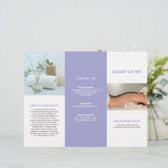 Simple Lavender Spa Elegant Trifold Brochure | Zazzle