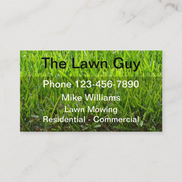 Simple Lawn Mowing Green Grass Business Card | Zazzle