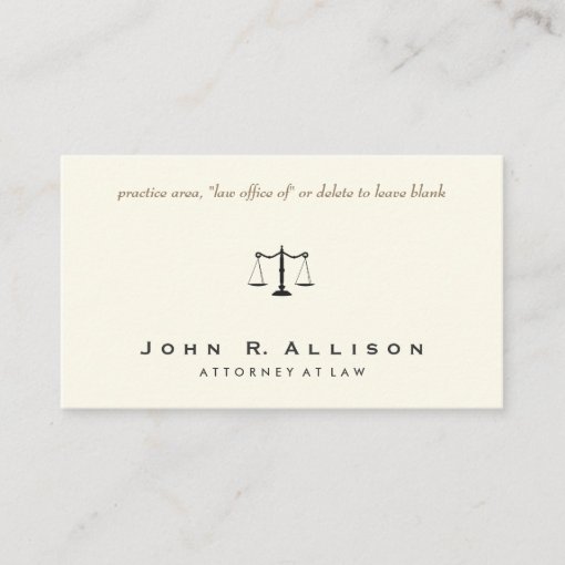 Simple Lawyer, Attorney Sophisticated Ivory Business Card | Zazzle