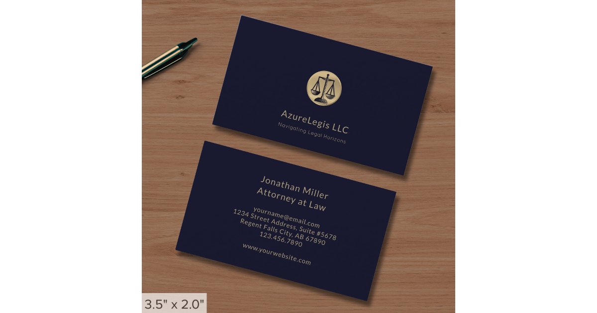 Simple Lawyer Business Card with Gold Emblem | Zazzle