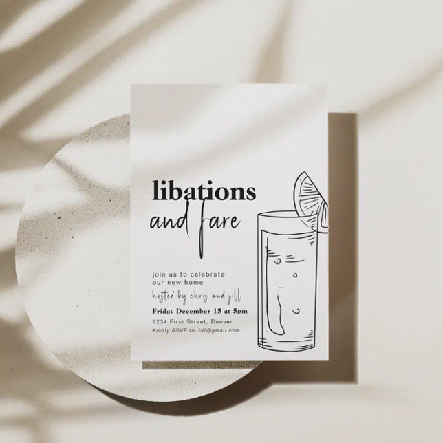 Simple Libations and Fare Dinner Party Invitation | Zazzle