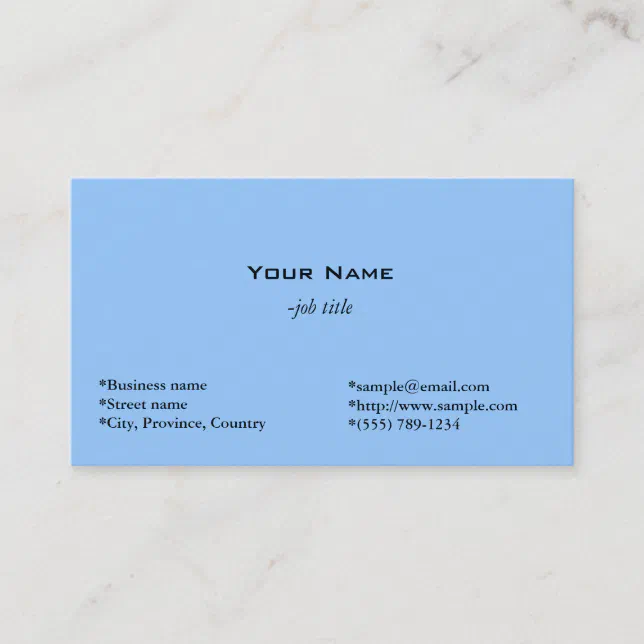 Simple ,light blue business card | Zazzle