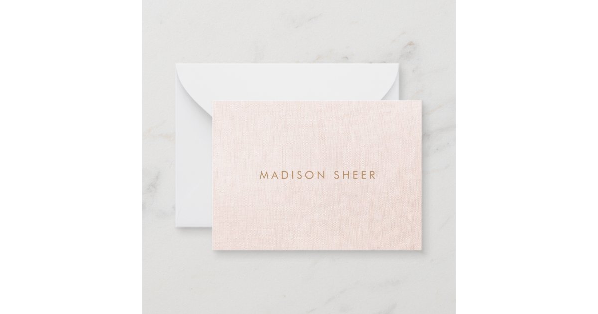 Simple, Light Blush Pink, Stylish Minimalistic Squ Note Card | Zazzle