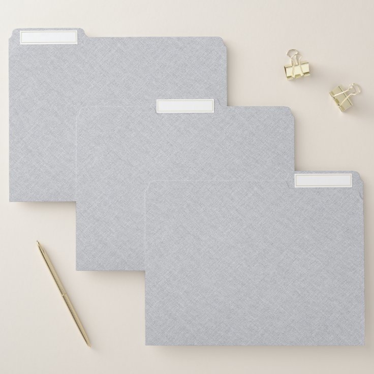 Simple Light-Gray Faux Linen File Folder | Zazzle