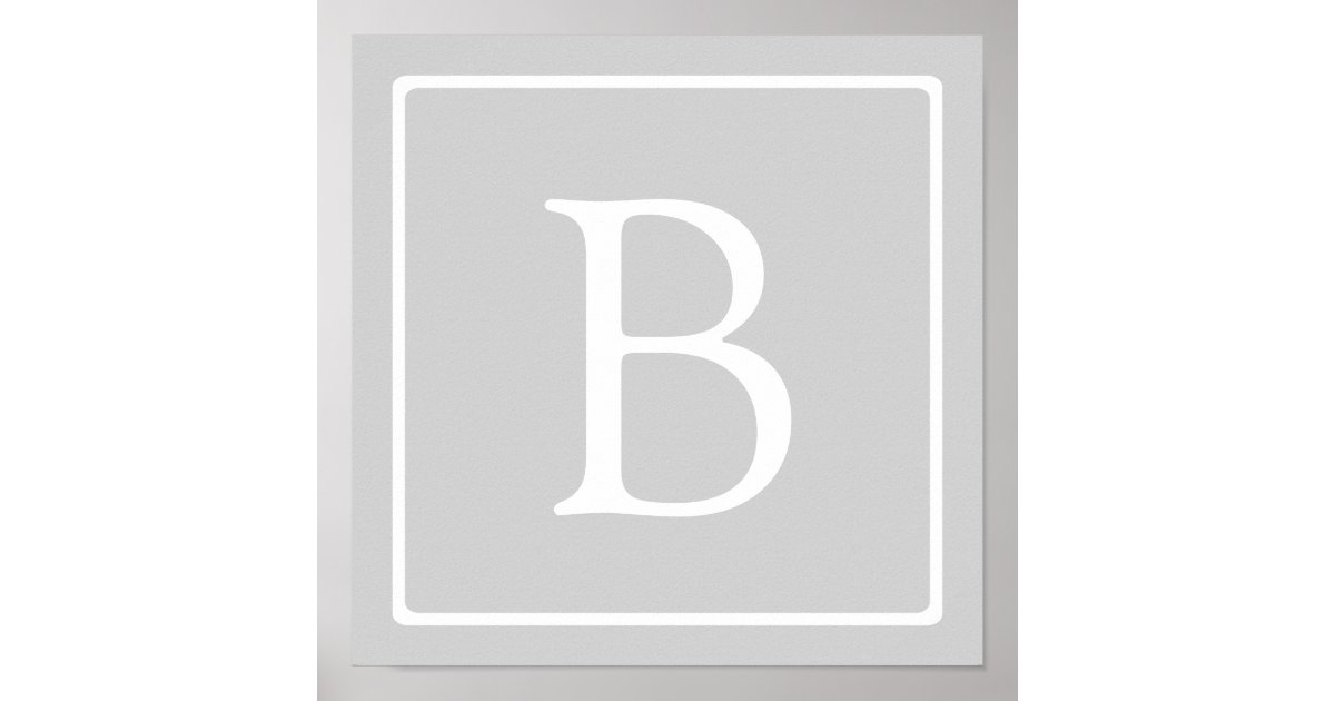 Simple Light Gray Monogram Poster | Zazzle