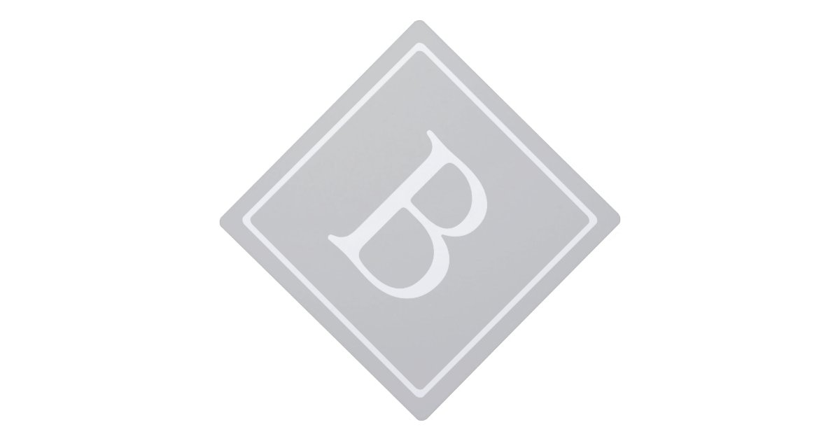 Simple Light Grey Monogram Graduation Cap Topper | Zazzle