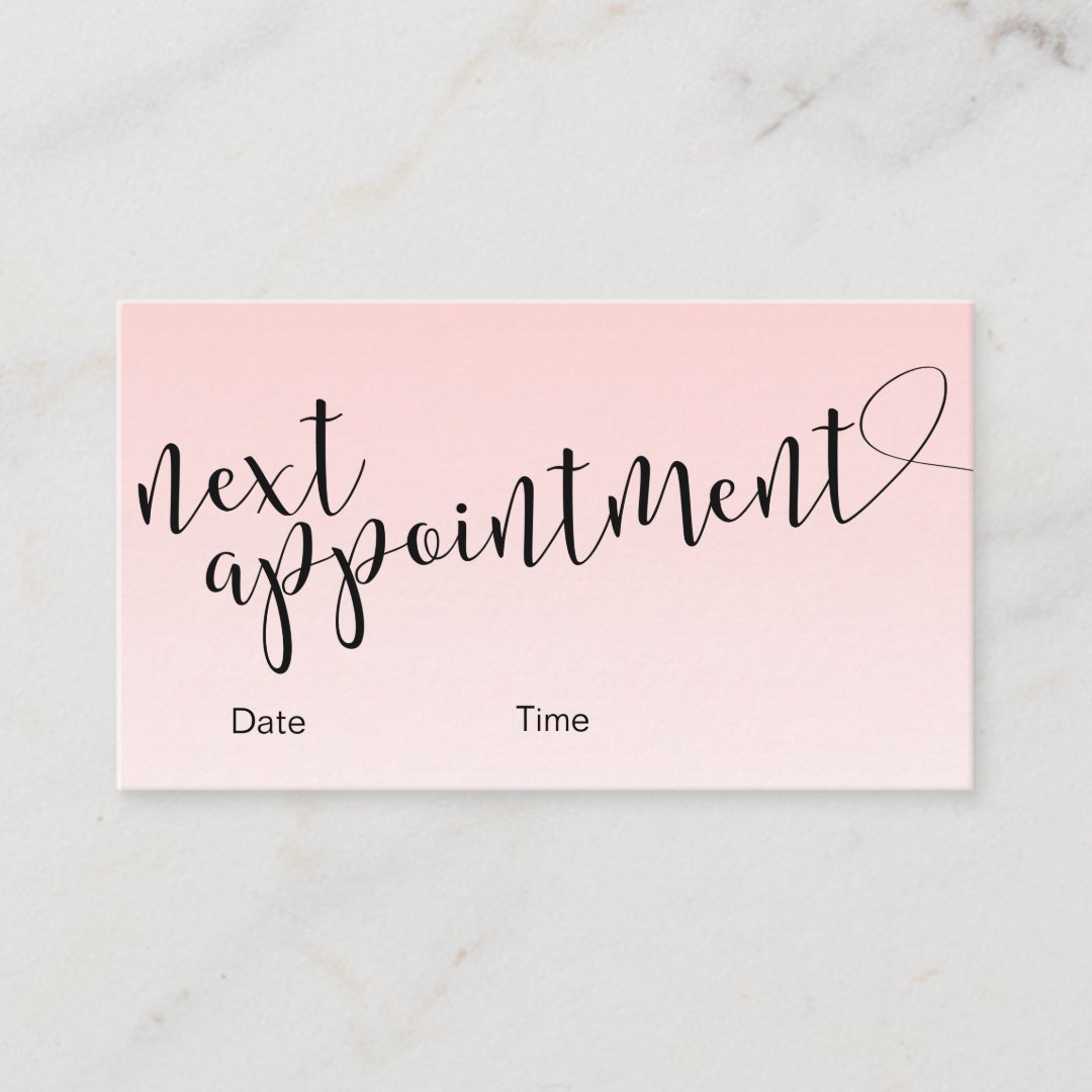 Simple light pink handwritten script calligraphy appointment card | Zazzle