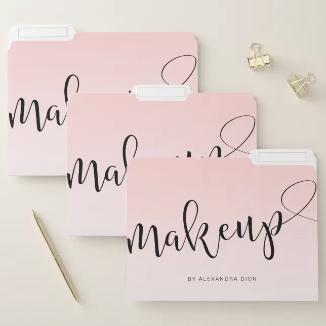 Simple light pink handwritten script calligraphy file folder | Zazzle