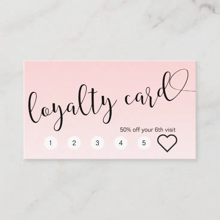 Simple light pink handwritten script calligraphy loyalty card | Zazzle